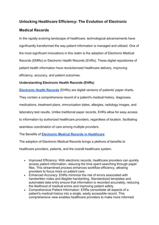 Unlocking Healthcare Efficiency: The Evolution of Electronic Medical ...