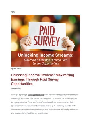 Unlocking Income Streams_ Maximizing Earnings Through Paid Survey ...
