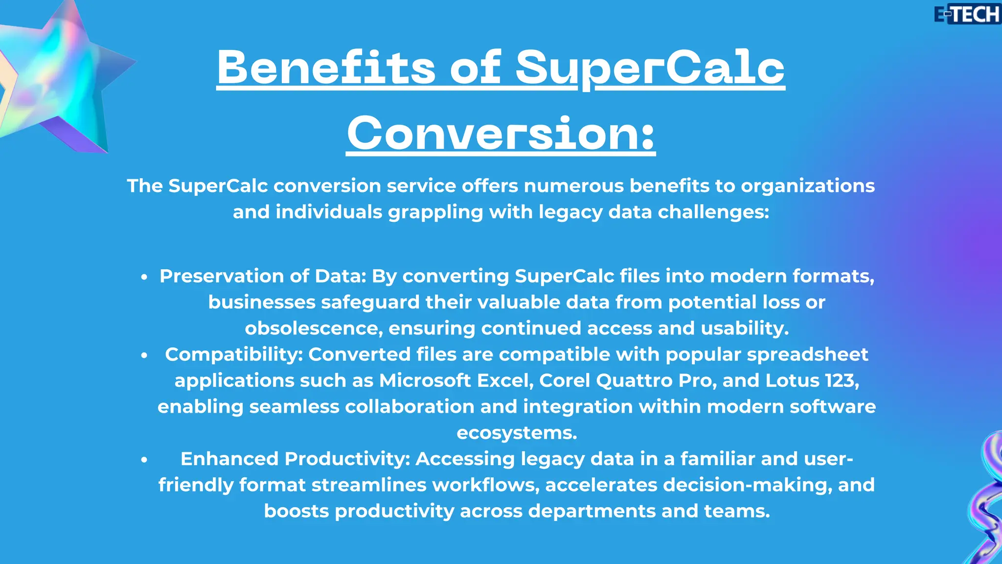 SuperCalc Conversion: Unlocking Legacy Data for Modern Platforms | PDF