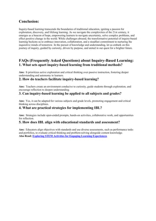 Unlocking Potential: The Power of Inquiry-Based Learning in Education | PDF