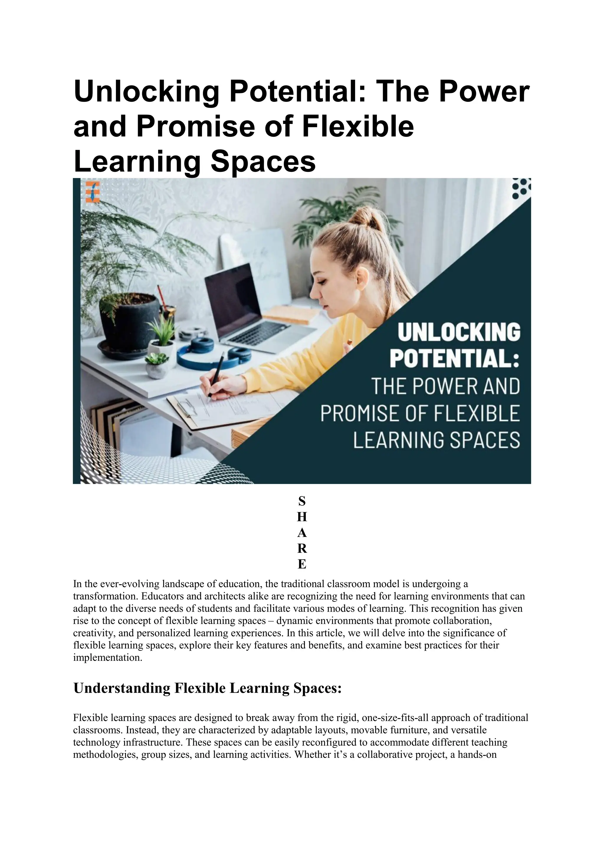 Unlocking Potential: The Power and Promise of Flexible Learning Spaces | PDF