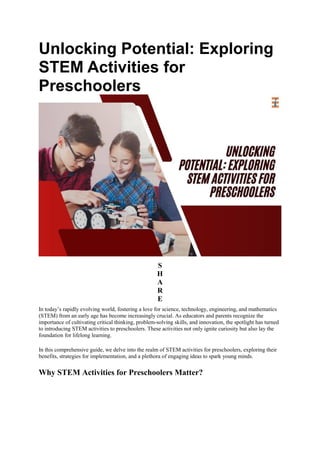 Unlocking Potential: Exploring STEM Activities for Preschoolers | PDF
