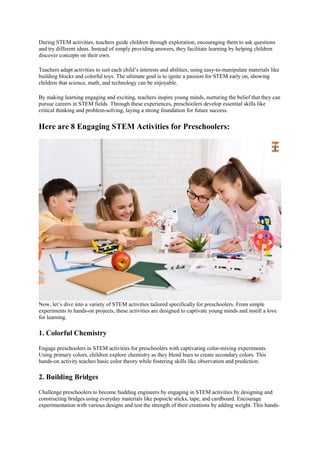Unlocking Potential: Exploring STEM Activities for Preschoolers | PDF