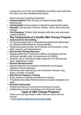 Unlocking Potential How ABA Therapy Programs Are Transforming Lives One ...