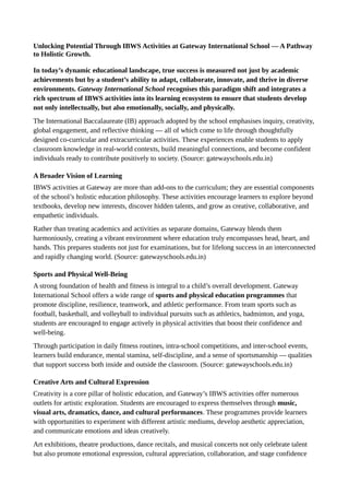 Unlocking Potential Through IBWS Activities at Gateway International ...