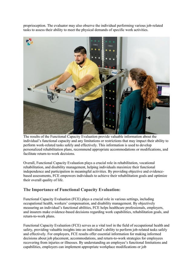 Functional Capacity Evaluation (FCE): Importance, Components, and ...