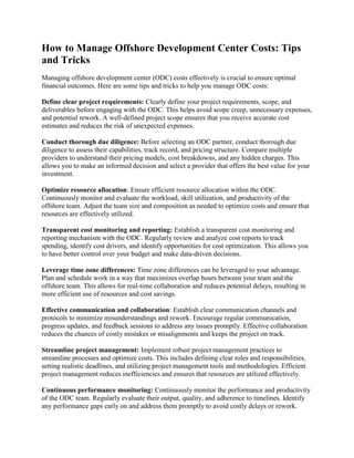 Unlocking Power of Offshore Development Centers (ODCs) for Enhanced ...