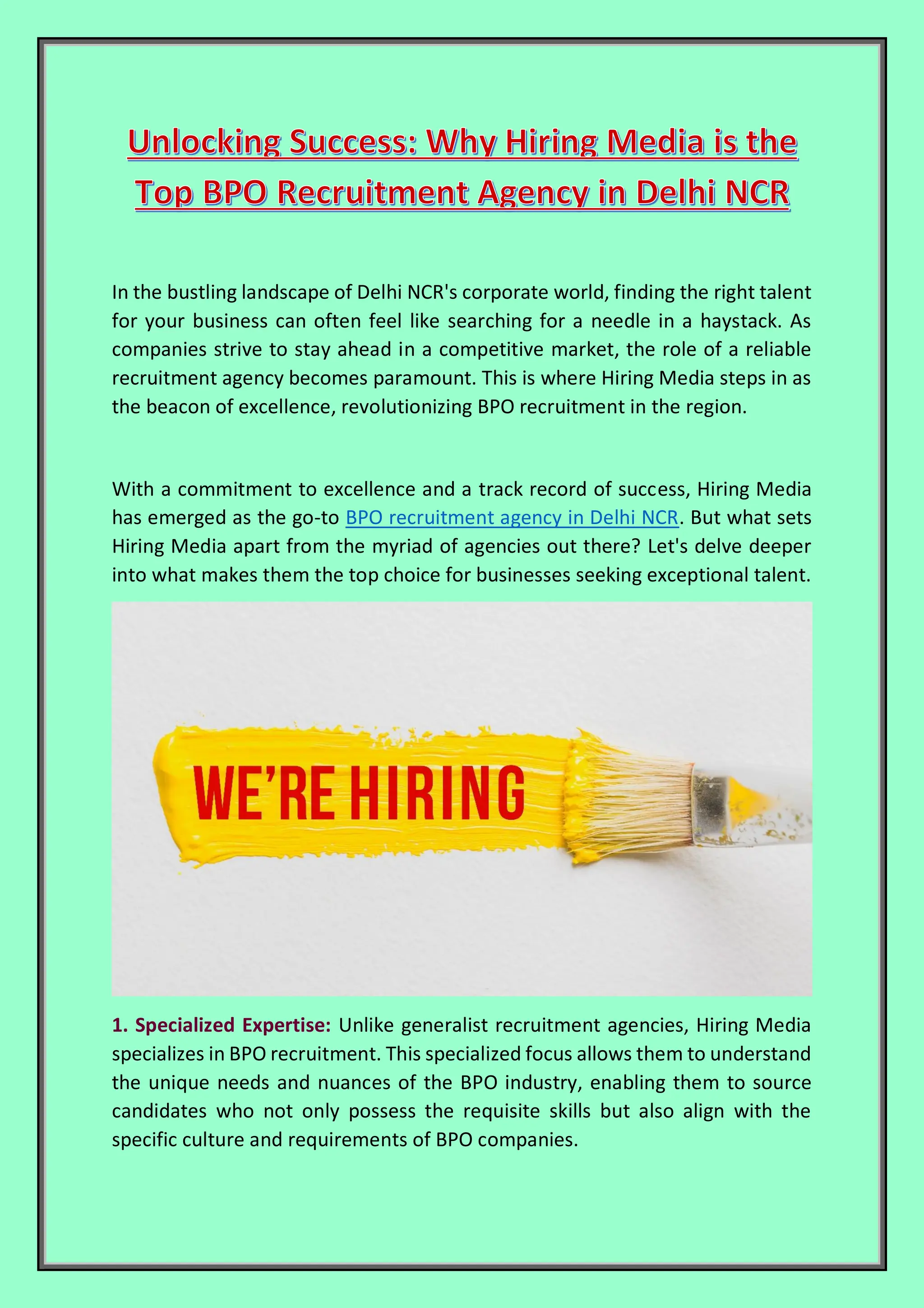 Unlocking Success- Why Hiring Media is the Top BPO Recruitment Agency ...