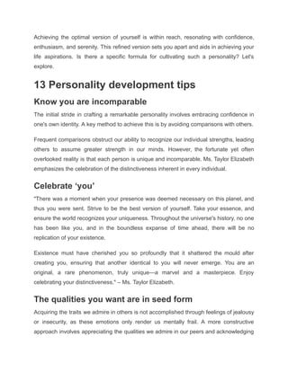 13 Personality development tips for an incredible personality | PDF