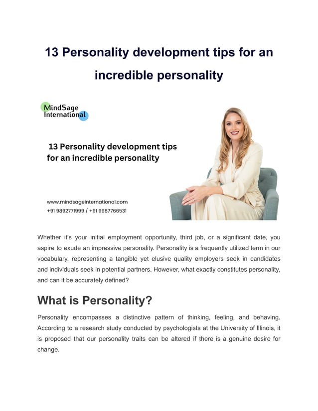 13 Personality development tips for an incredible personality | PDF