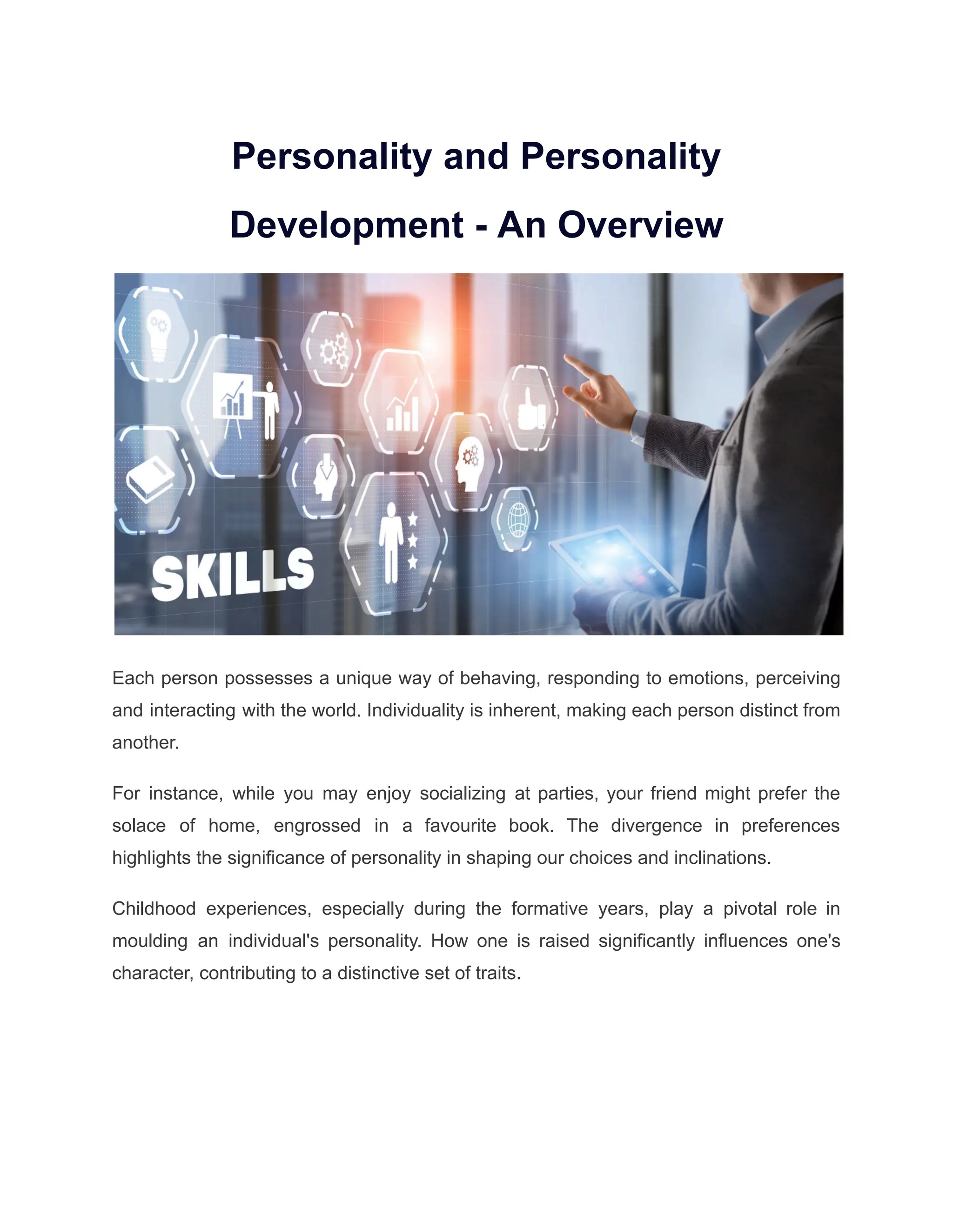 Personality and Personality Development - An Overview - MindSage ...