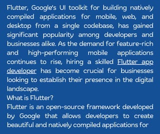 Unlocking Success The Ultimate Guide to Hiring a Flutter App Developer | PPT