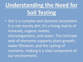 Unlocking the Earth's Secrets: The Importance of Soil Testing in NJ.pptx