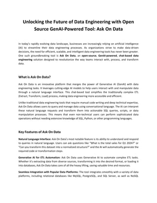 Unlocking the Future of Data Engineering with Open Source GenAI-Powered ...