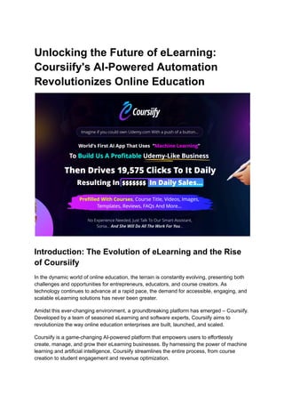 Unlocking the Future of eLearning Coursiify's AI-Powered Automation Revolutionizes Online ...