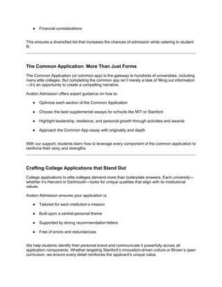 Unlocking the Gates to Elite Colleges: How Avalon Admission Empowers ...