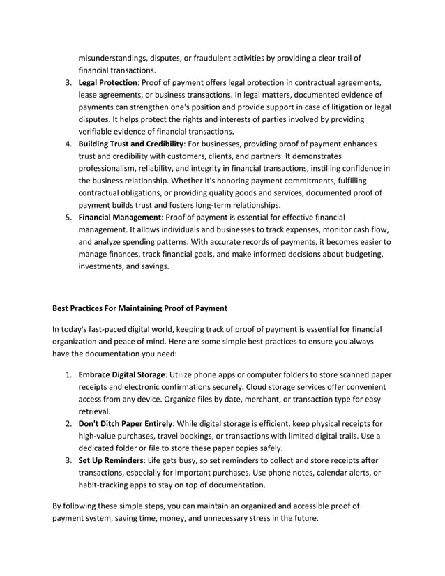 Unlocking The Guide to The Importance of Proof of Payments | PDF