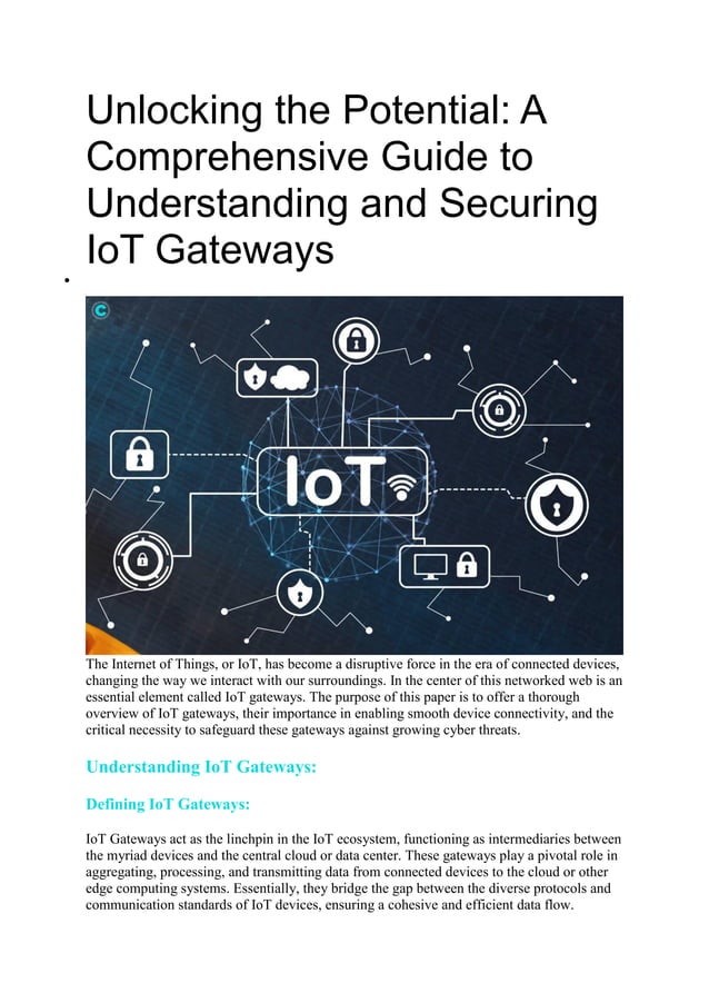Unlocking the Potential: A Comprehensive Guide to Understanding and Securing IoT Gateways | PDF