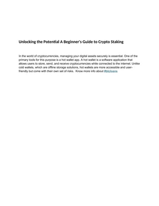 Unlocking the Potential A Beginner's Guide to Crypto Staking | PDF