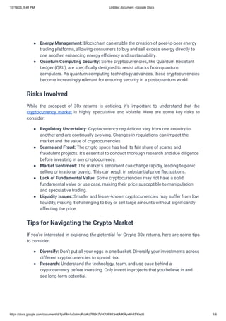 Unlocking the Potential of Crypto 30x- Risks and Rewards in the Cryptocurrency Rollercoaster ...