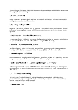 Unlocking the Potential of Learning Management Systems (LMS) in Education | PDF