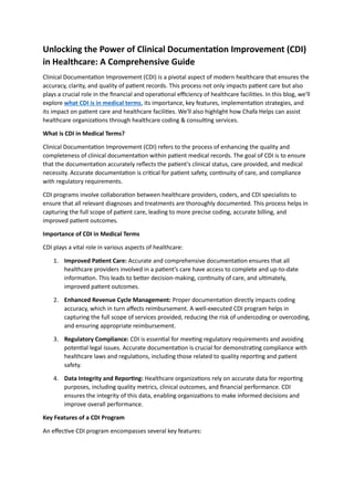 Unlocking the Power of Clinical Documentation Improvement (CDI) in ...