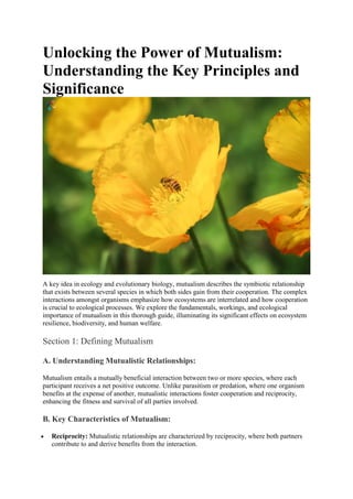 Mutualism: Meaning, Characteristics and Mechanisms | The Lifesciences ...