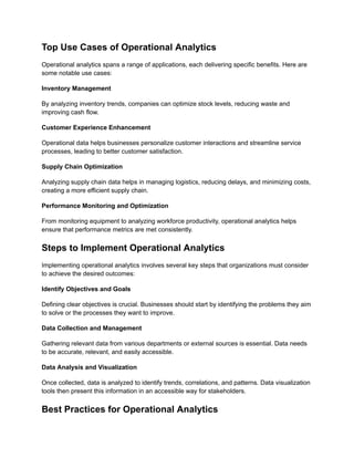 Unlocking the Power of Operational Analytics- Use cases, Best Practices ...