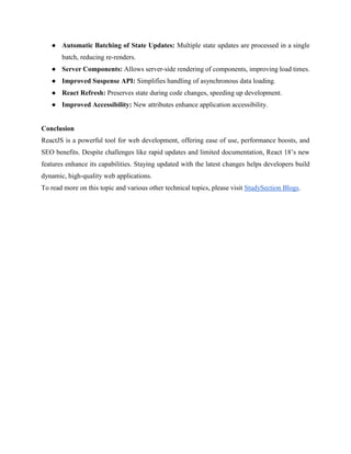 Unlocking the Power of ReactJS - Key Advantages, Challenges, and New ...