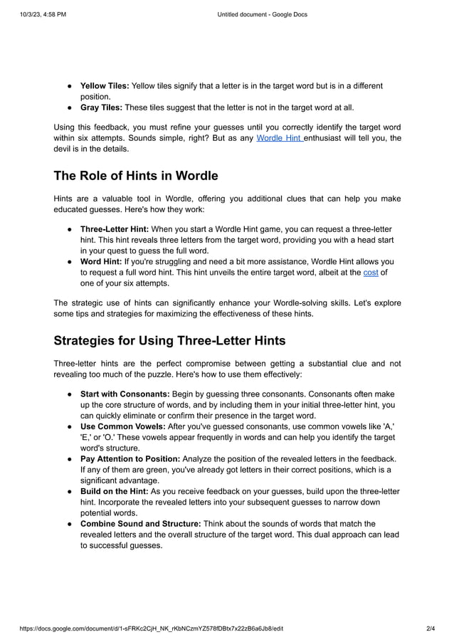 Unlocking the Secrets of Wordle Hint-A Comprehensive Guide | PDF ...