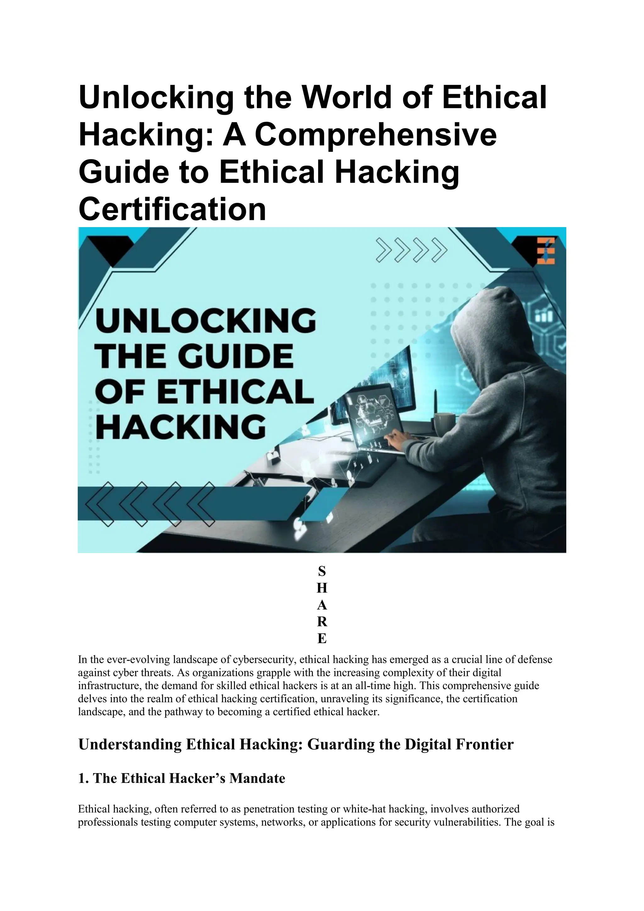Unlocking The World Of Ethical Hacking A Comprehensive Guide To Ethical Hacking Certification Pdf