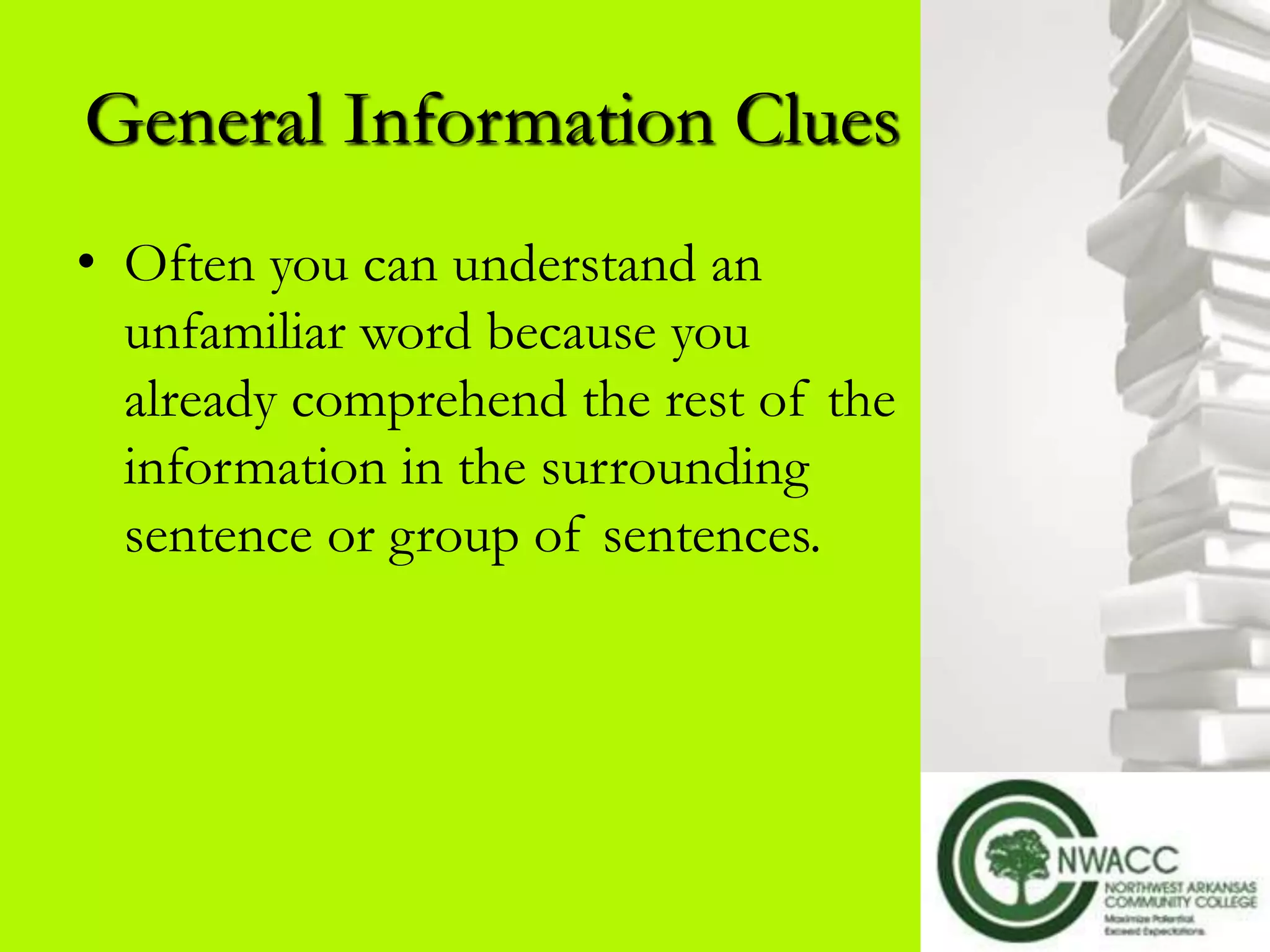 Unlocking the world of words context clues and word parts | PPT
