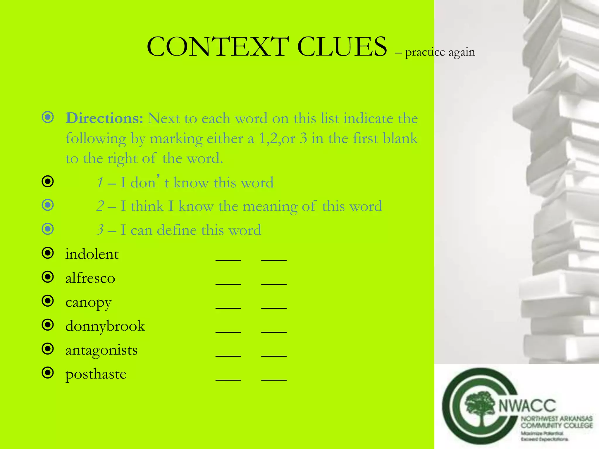 Unlocking the world of words context clues and word parts | PPT ...