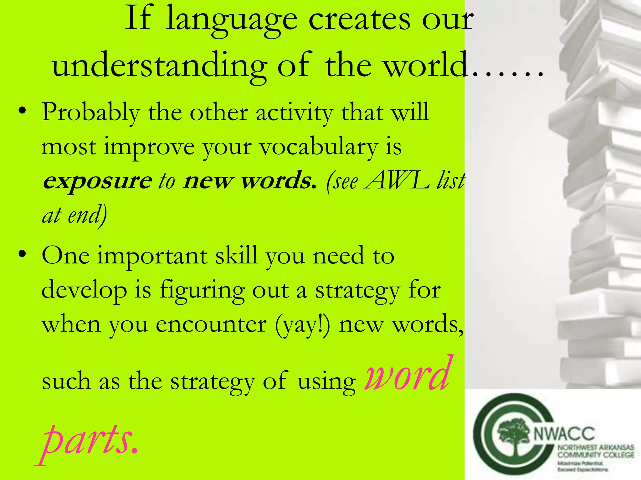 Unlocking the world of words context clues and word parts | PPT ...