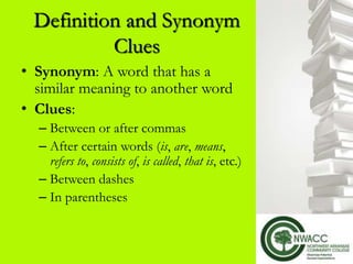 Unlocking the world of words context clues and word parts | PPT ...