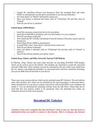 Unlock mobile phones, modems for free | PDF