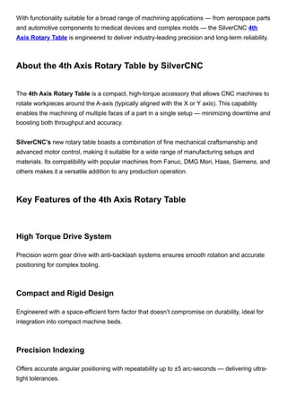 Unlock Multi-Axis Machining Power with a 4th Axis Rotary Table | PDF