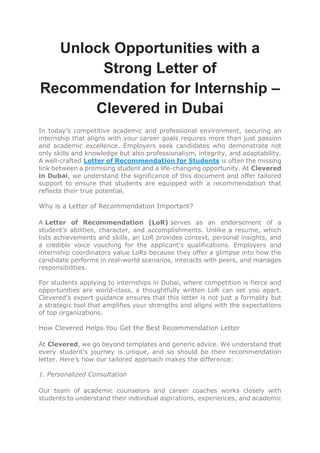 Unlock Opportunities with a Strong Letter of Recommendation for ...