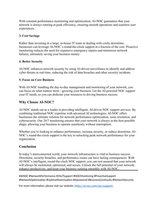 Unlock Peak Network Performance with AI-NOC’s Round-the-Clock NOC Support | DOCX