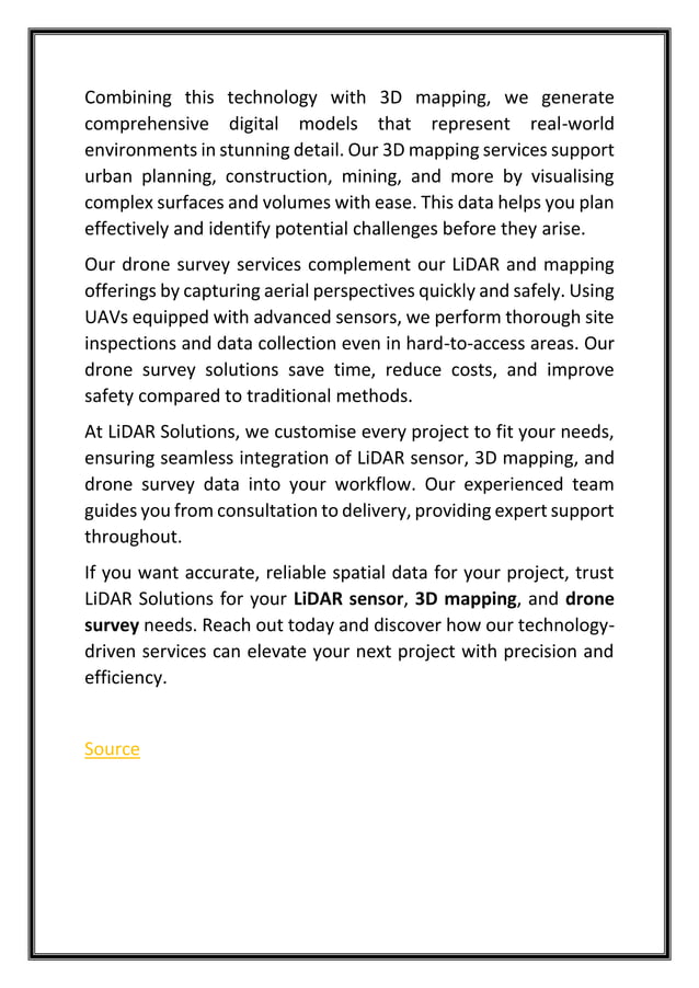 Unlock Precision with LiDAR Sensor, 3D Mapping, and Drone Survey ...