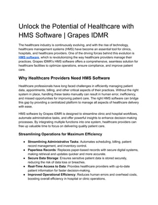 Unlock the Potential of Healthcare with HMS Software _ Grapes IDMR.pdf