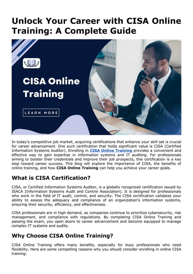 Unlock Your Career with CISA Online Training_ A Complete Guide.docx