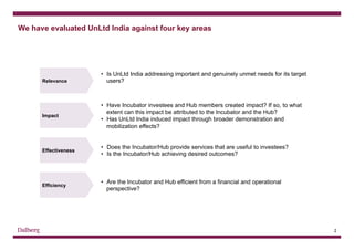 UnLtd India Incubator & Hub evaluation summary findings | PPT