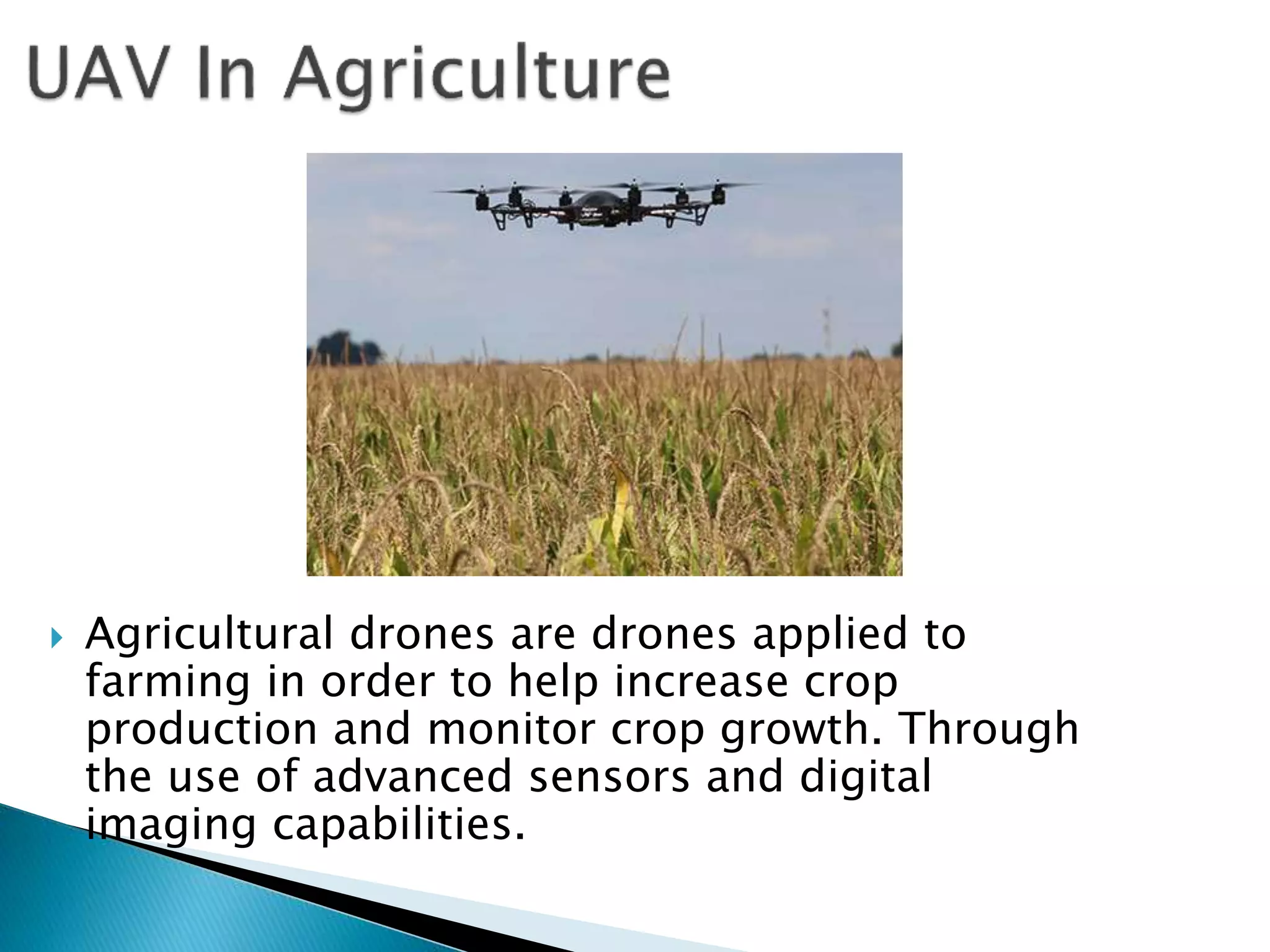 Unmanned ariel vehicles(uav) in agriculture | PPTX | Agriculture ...