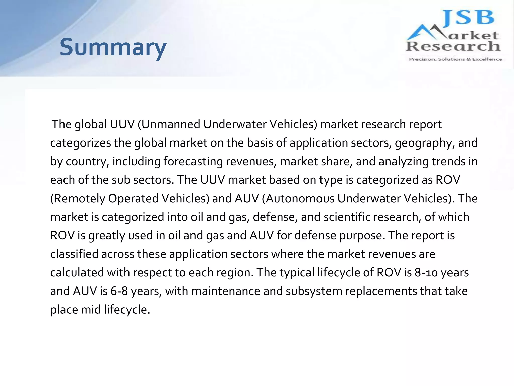 Jsb Market Research Unmanned Underwater Vehicles Market By Product Ppt