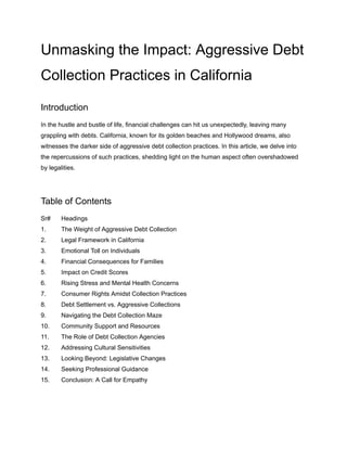 Revealing the Impact: Consequences of Aggressive Debt Collection ...