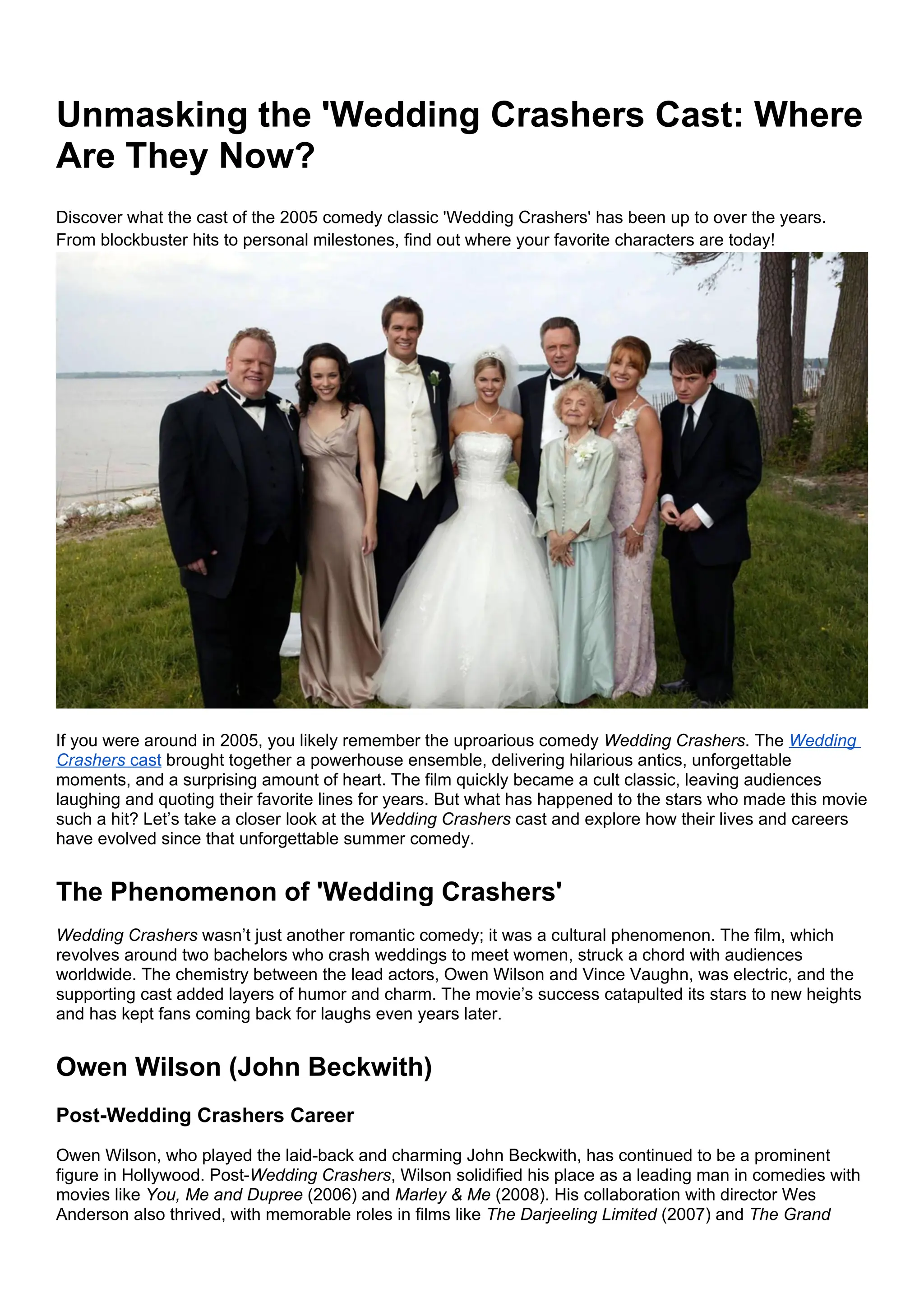 Unmasking the 'Wedding Crashers Cast_ Where Are They Now.docx