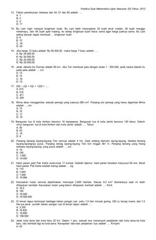 Latihan Ujian Nasional SD Muhammadiyah Banjaran 2012/Matematika | DOCX