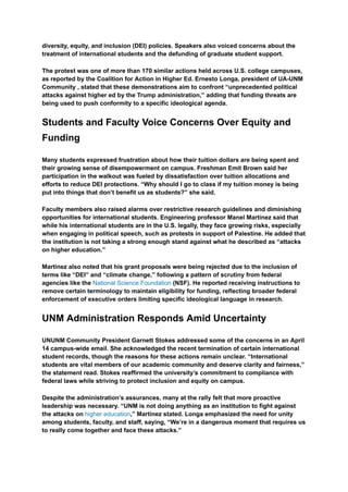 UNM Community Stages Walkout to Protest Federal Higher Education ...