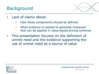 "Unmet need" in health care and economic value | PDF